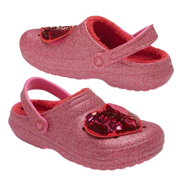CROCS | Shoes | Crocs Fleece Lined Sequin Heart Glitter Clog | Poshmark